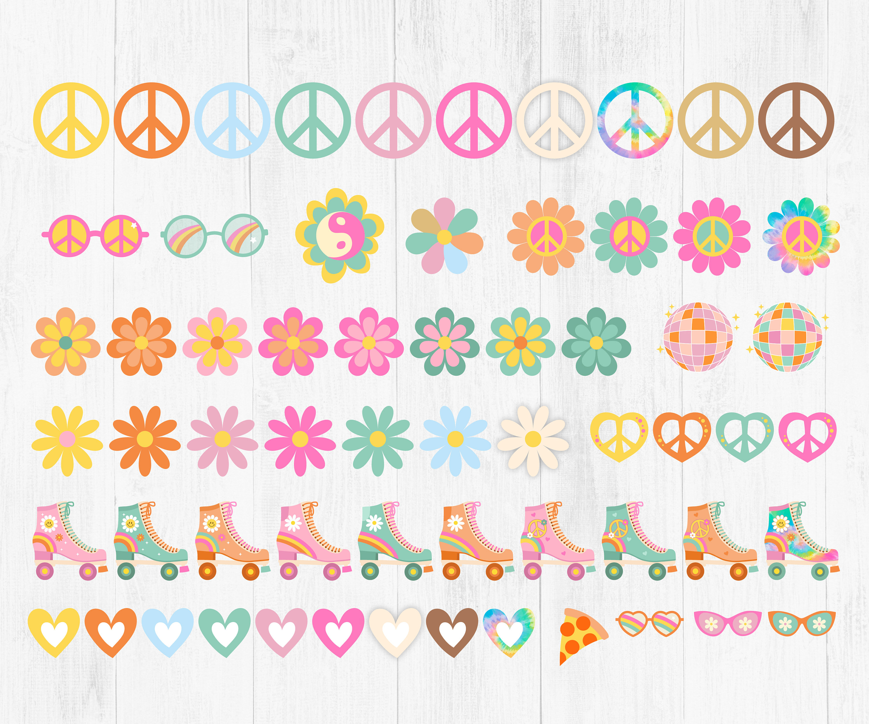 60s Clipart, 60s Groovy Clipart, Retro Clipart, 60s Hippie Clipart ...