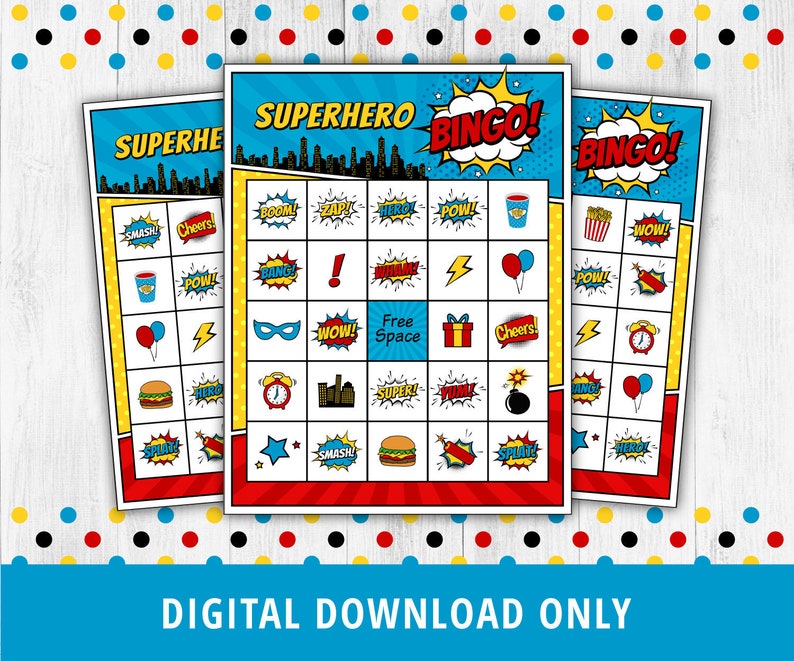 Superhero Bingo Superhero Bingo Printable Comic Bingo | Etsy