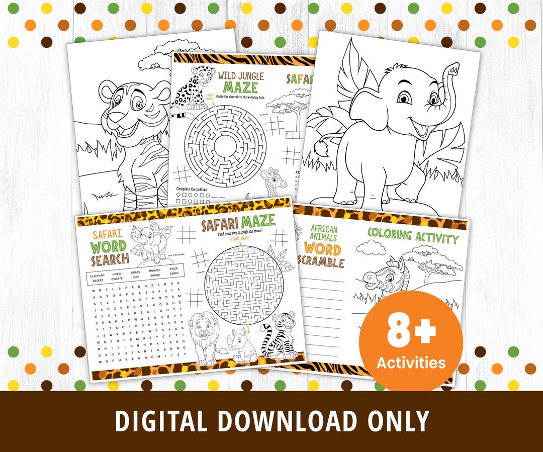 Safari Animals Game Printable Bundle, Safari Activity Pages, Safari ...