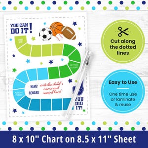 Sports Reward Chart for Boys Printable, Sports Chore Chart Kids ...