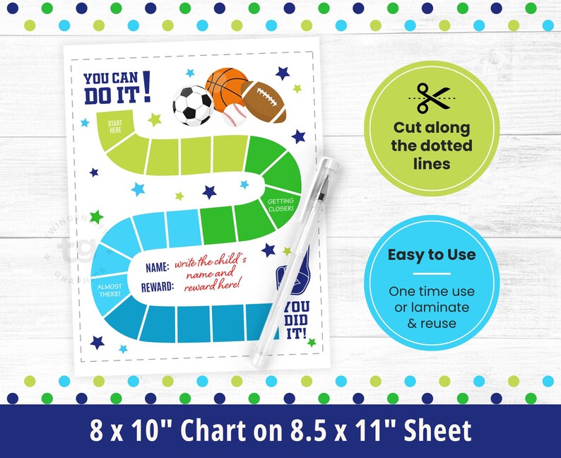 Sports Reward Chart for Boys Printable, Sports Chore Chart Kids ...