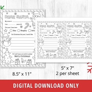 Letter to Santa Coloring Page, Printable Dear Santa Letter, Christmas ...
