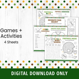Football Game Printable Bundle, Football Activity Pages, Football ...