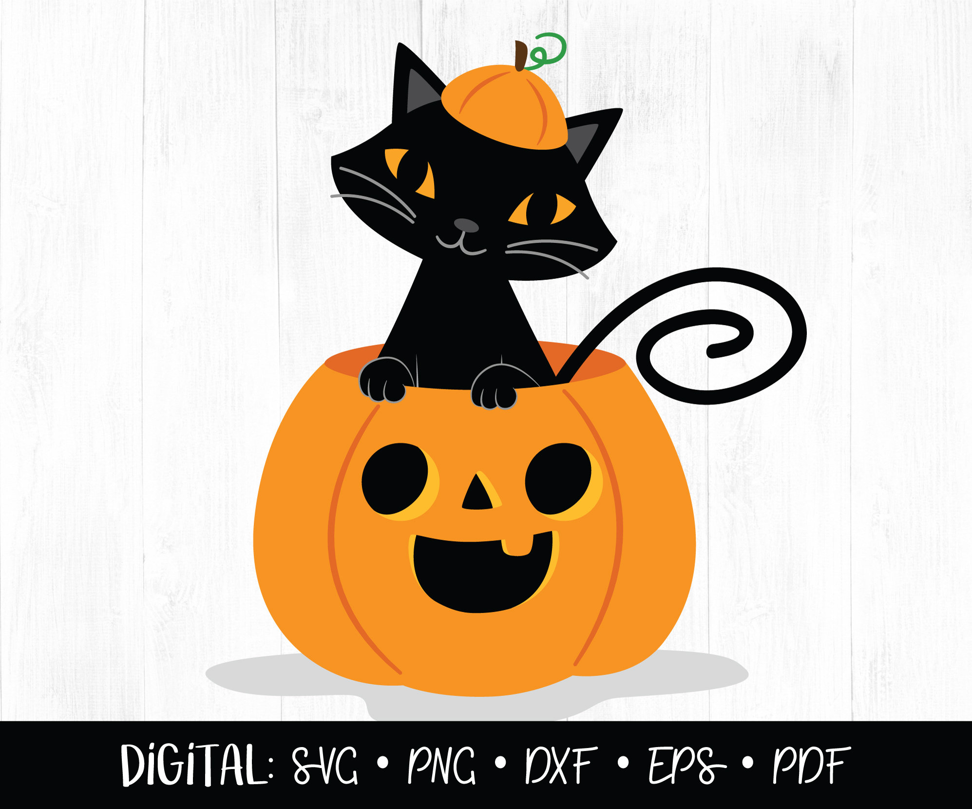 Halloween Cat in Pumpkin SVG Cat in Jack-o-lantern Clipart - Etsy