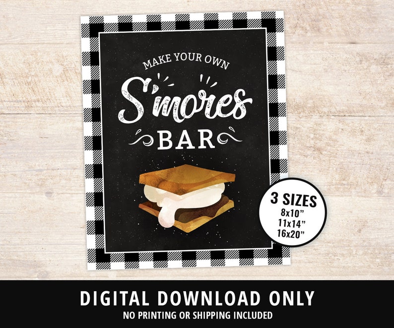 Smores Bar Sign S'mores Party Sign Chalkboard Smores Bar - Etsy