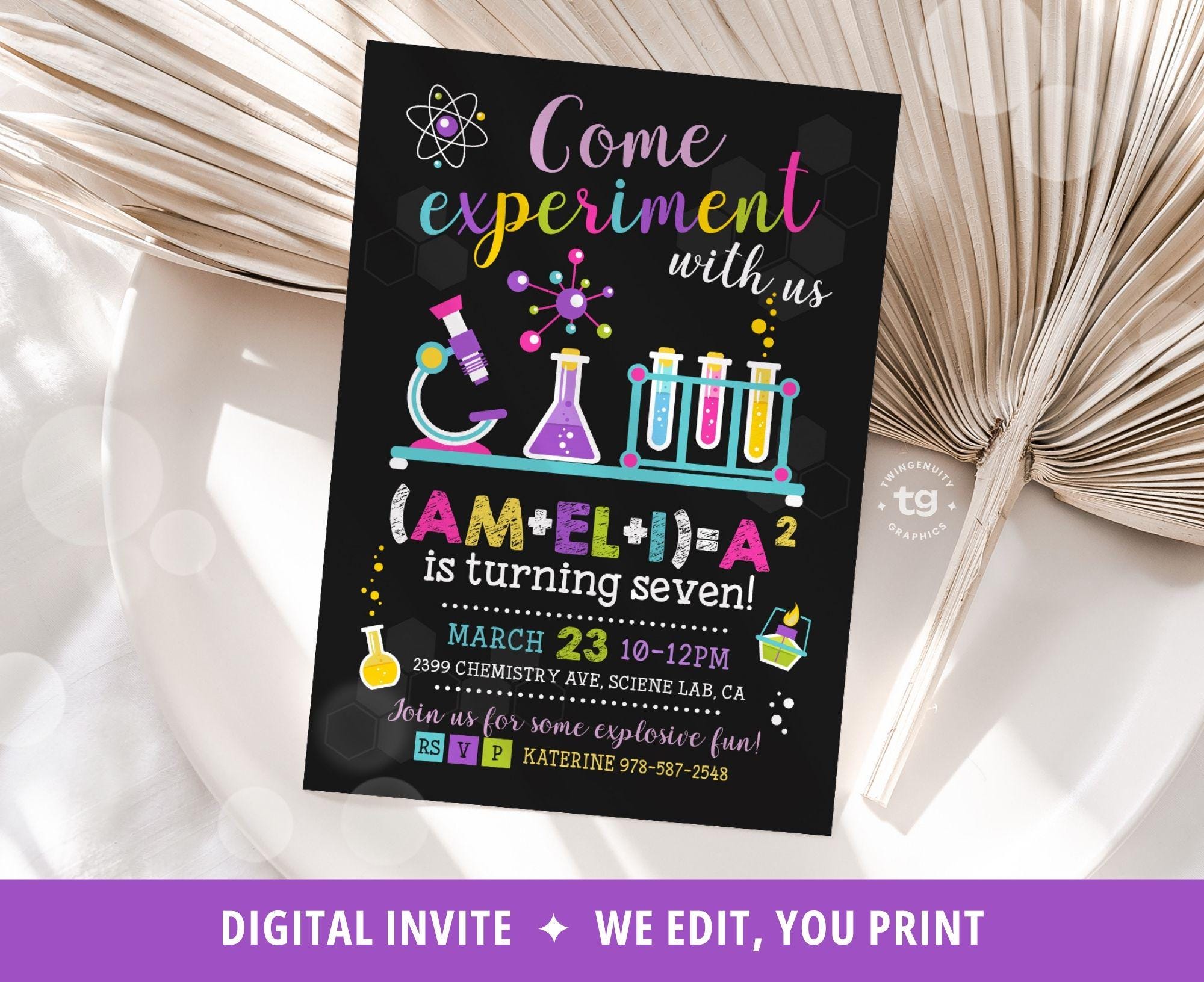 Science Party Invitation, Printable Mad Science Birthday Party ...
