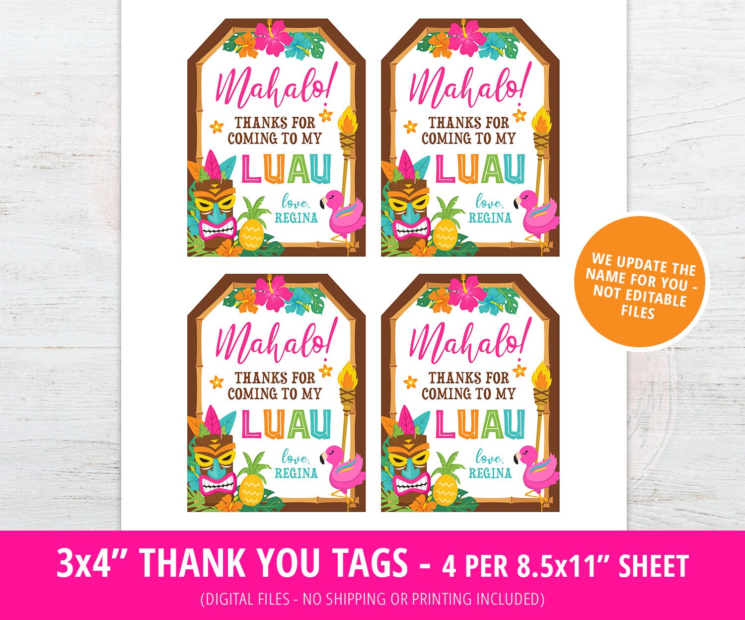 Luau Thank You Tags Luau Favor Tags Luau Birthday Tags - Etsy Canada