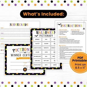 Halloween Pictionary Game Printable: Adults & Kids Halloween Party Game ...