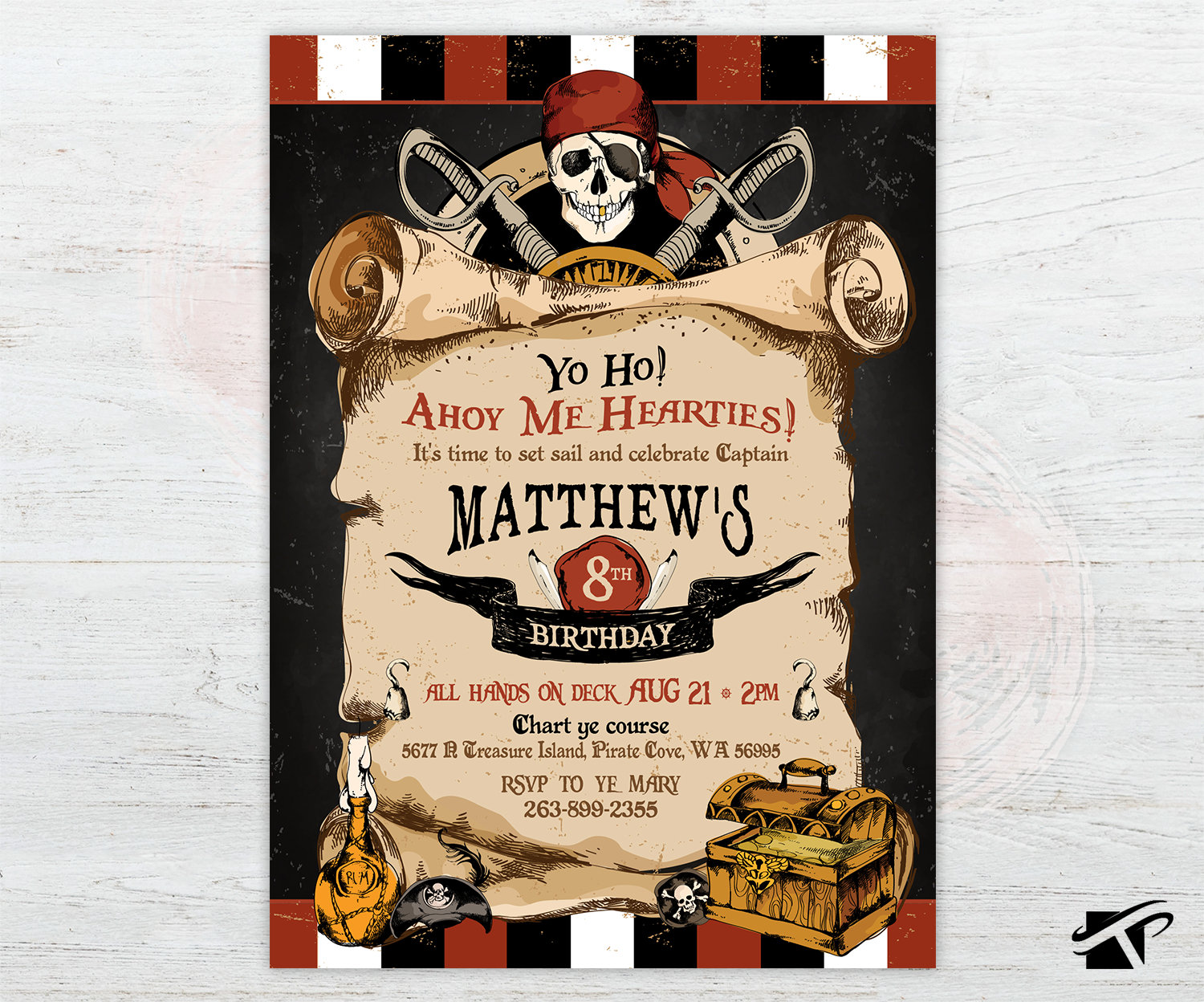 Pirate Invitation Pirate Birthday Invite Pirate Party - Etsy
