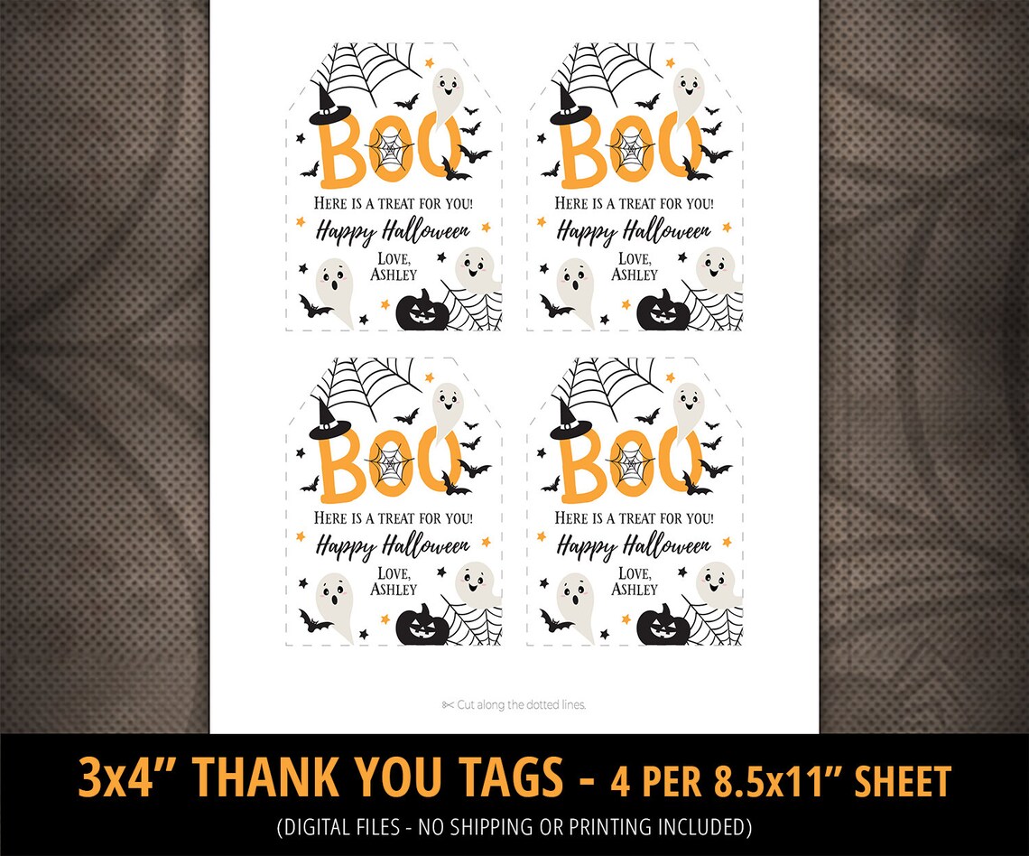 Halloween Thank You Tags Printable Halloween Favor Tags - Etsy