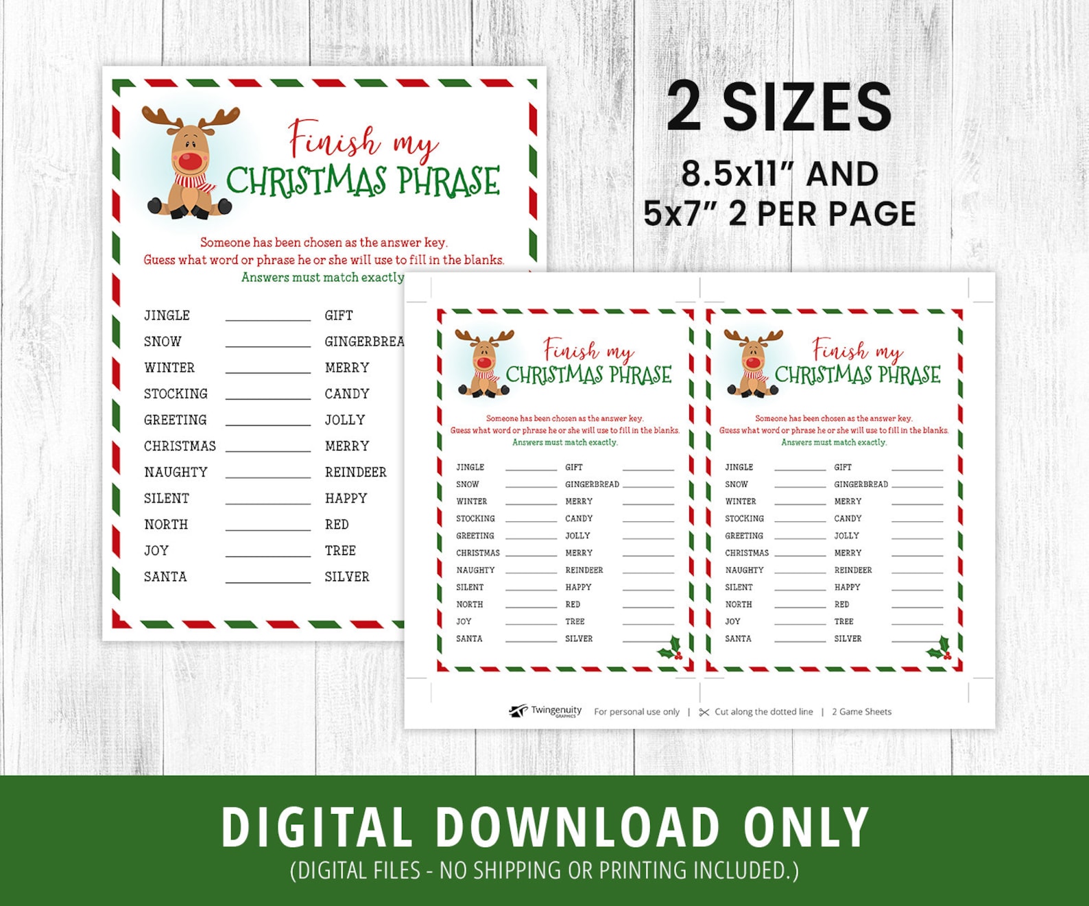Christmas Phrase Game Finish the Christmas Phrase Christmas - Etsy
