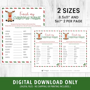 Christmas Phrase Game, Finish the Christmas Phrase, Christmas Party ...