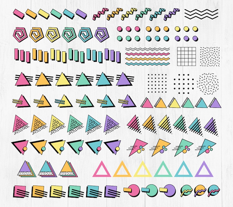 90s Elements Clipart Bundle, Retro 90s Clipart, Nineties Nostalgia, 90s ...