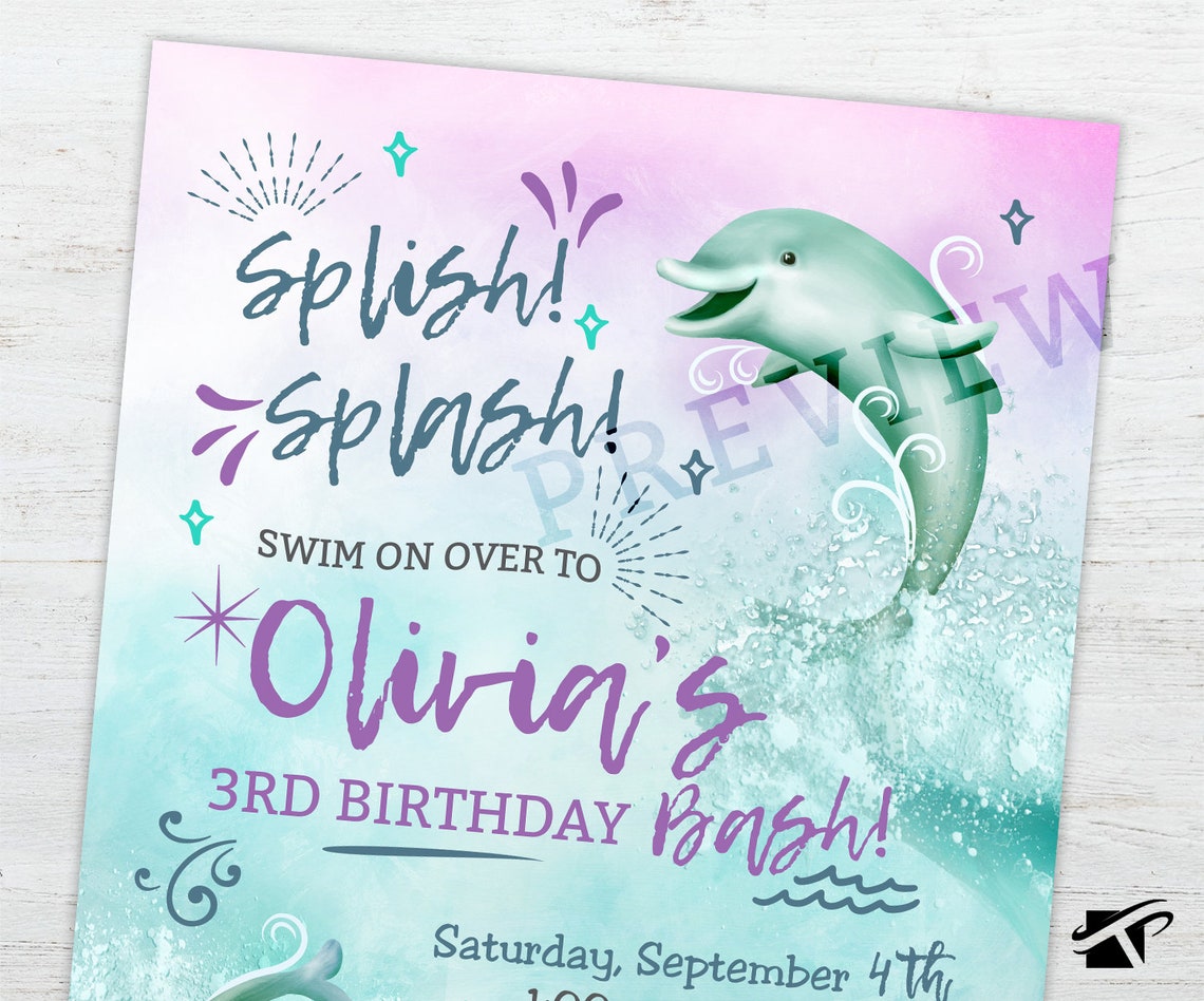 Dolphin Invitation Dolphin Birthday Invitation Dolphin - Etsy