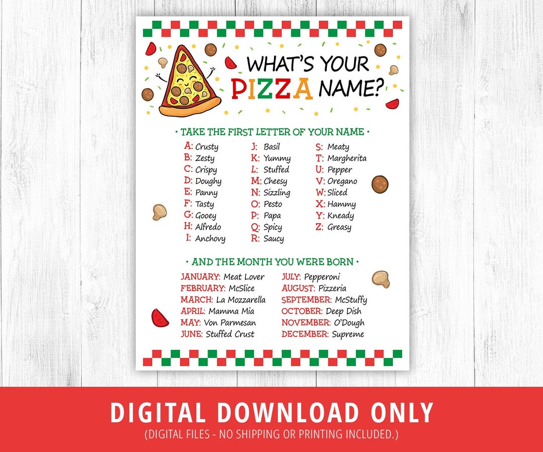 Pizza Party Sign, What's Your Pizza Name Sign, Pizza Birthday, Pizza ...