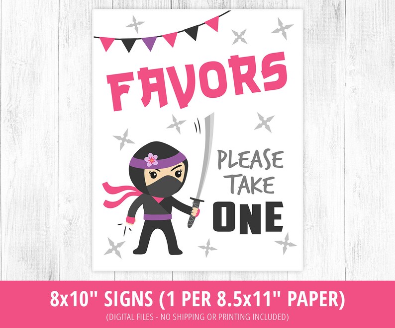 Ninja Girl Party Signs Ninja Birthday Party Girl Pink Ninja - Etsy