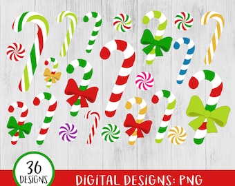 Christmas Candy Clipart, Cute Digital Graphics PNG, Xmas Sweets ...