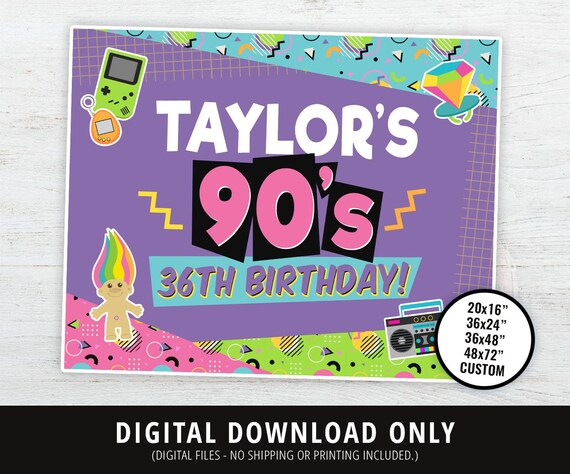 90s Backdrop 90s Banner 90s Yard Sign 90s Birthday Party | Etsy