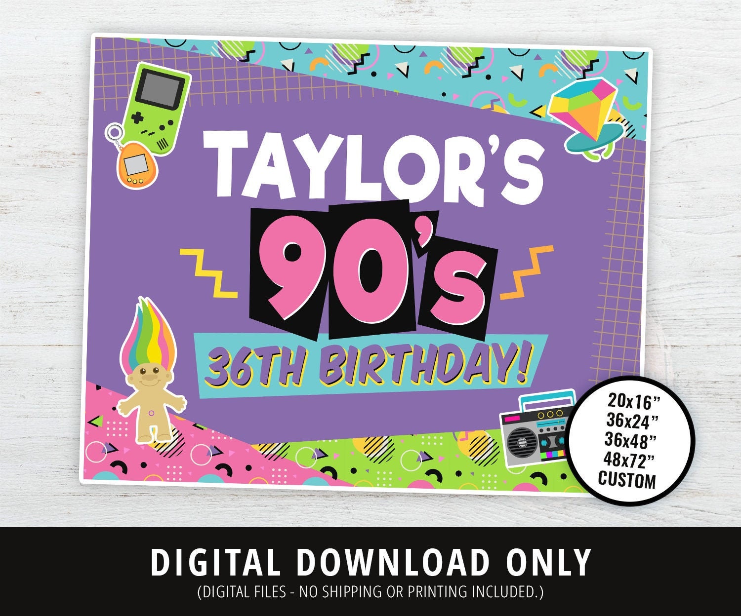 90s Backdrop 90s Banner 90s Yard Sign 90s Birthday Party | Etsy