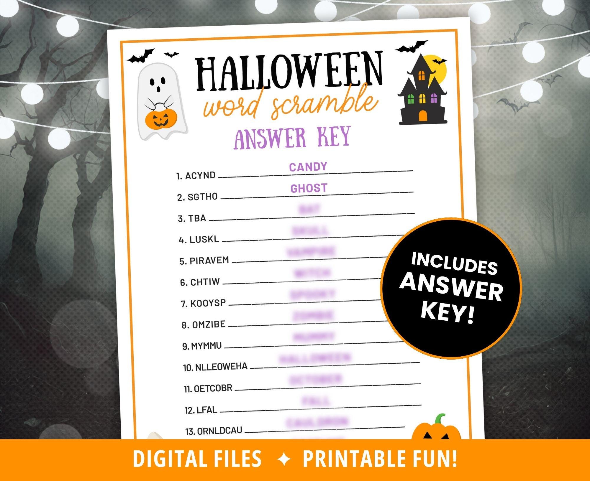 Halloween Word Scramble Printable, Halloween Printable Games, Halloween ...