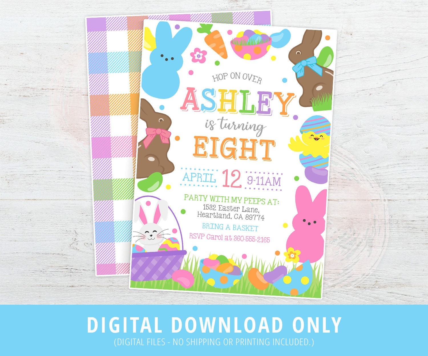 Easter Birthday Invitation Easter Invitation Peeps Easter - Etsy
