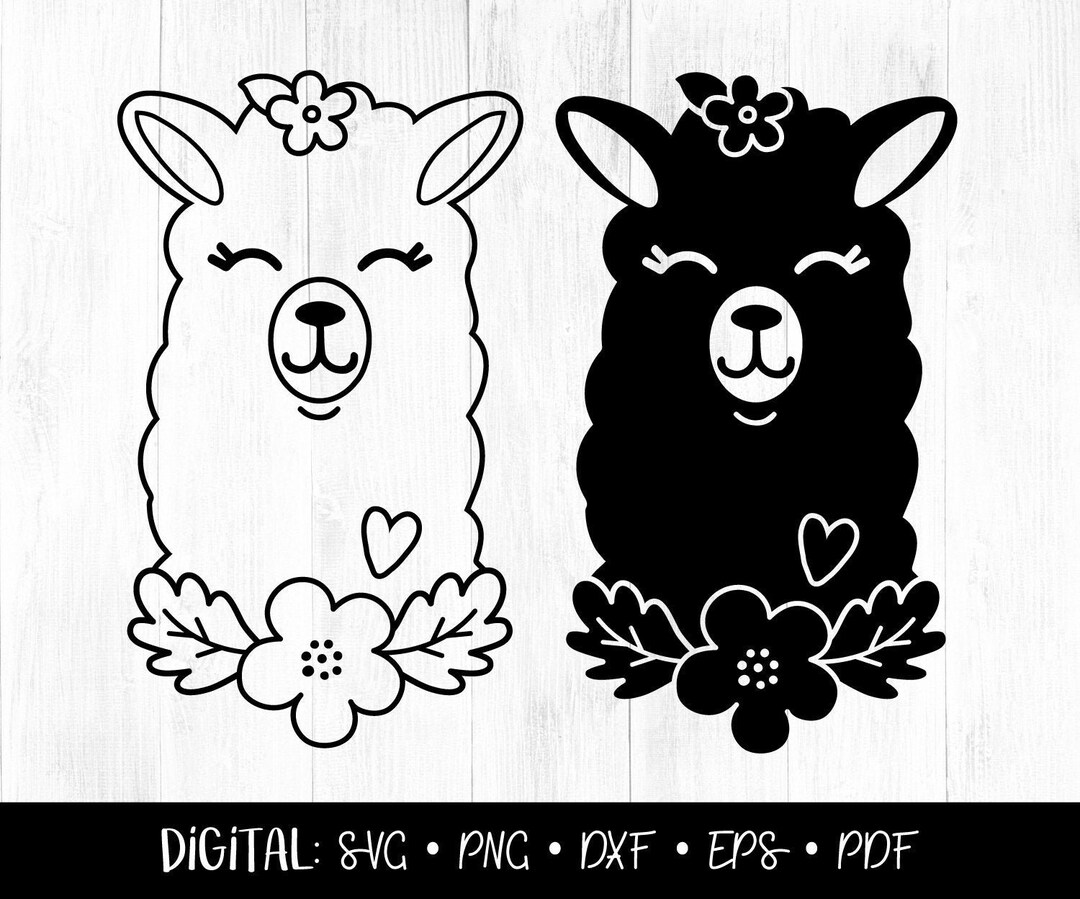 Llama SVG, Llama Clipart, Llama Flowers Svg, Llama Face Clipart, Llama ...