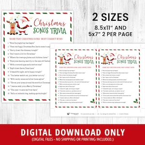 Christmas Song Trivia Game Printable, Christmas Music Trivia Game ...