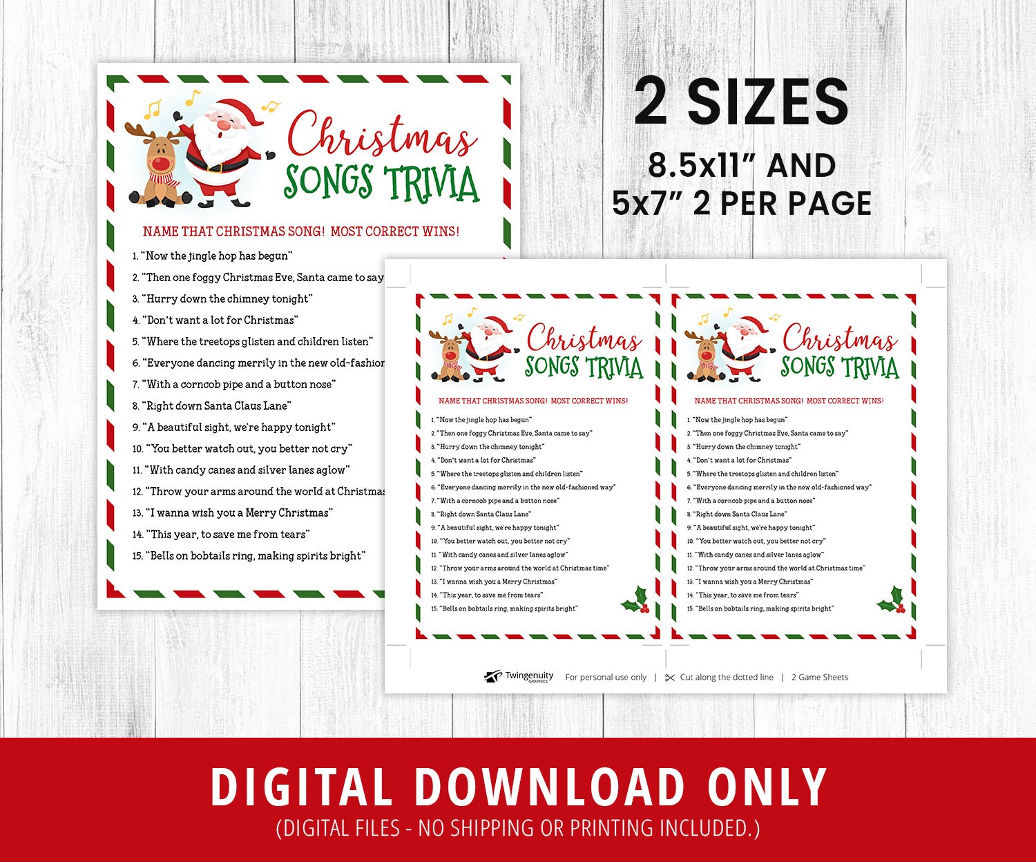 Christmas Song Trivia Game Printable, Christmas Music Trivia Game ...