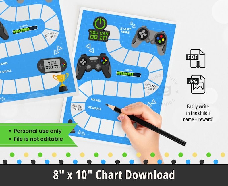 Printable Video Game Reward Chart, Video Game Reward Chart Kids, Video ...