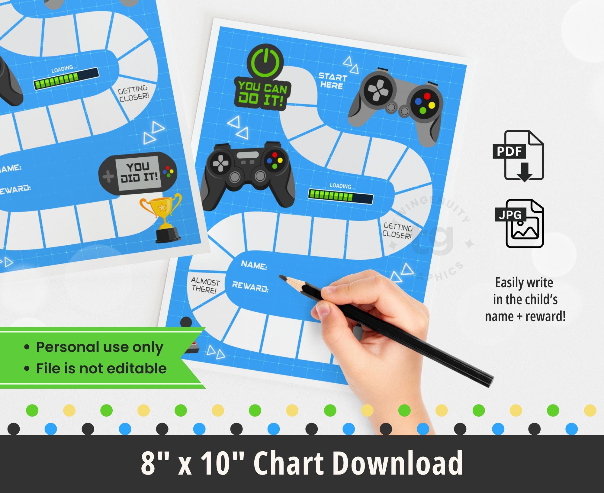Printable Video Game Reward Chart, Video Game Reward Chart Kids, Video ...