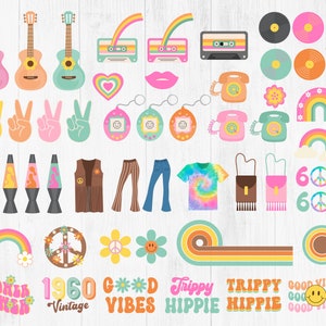 60s Clipart 60s Groovy Clipart Retro Clipart 60s Hippie - Etsy