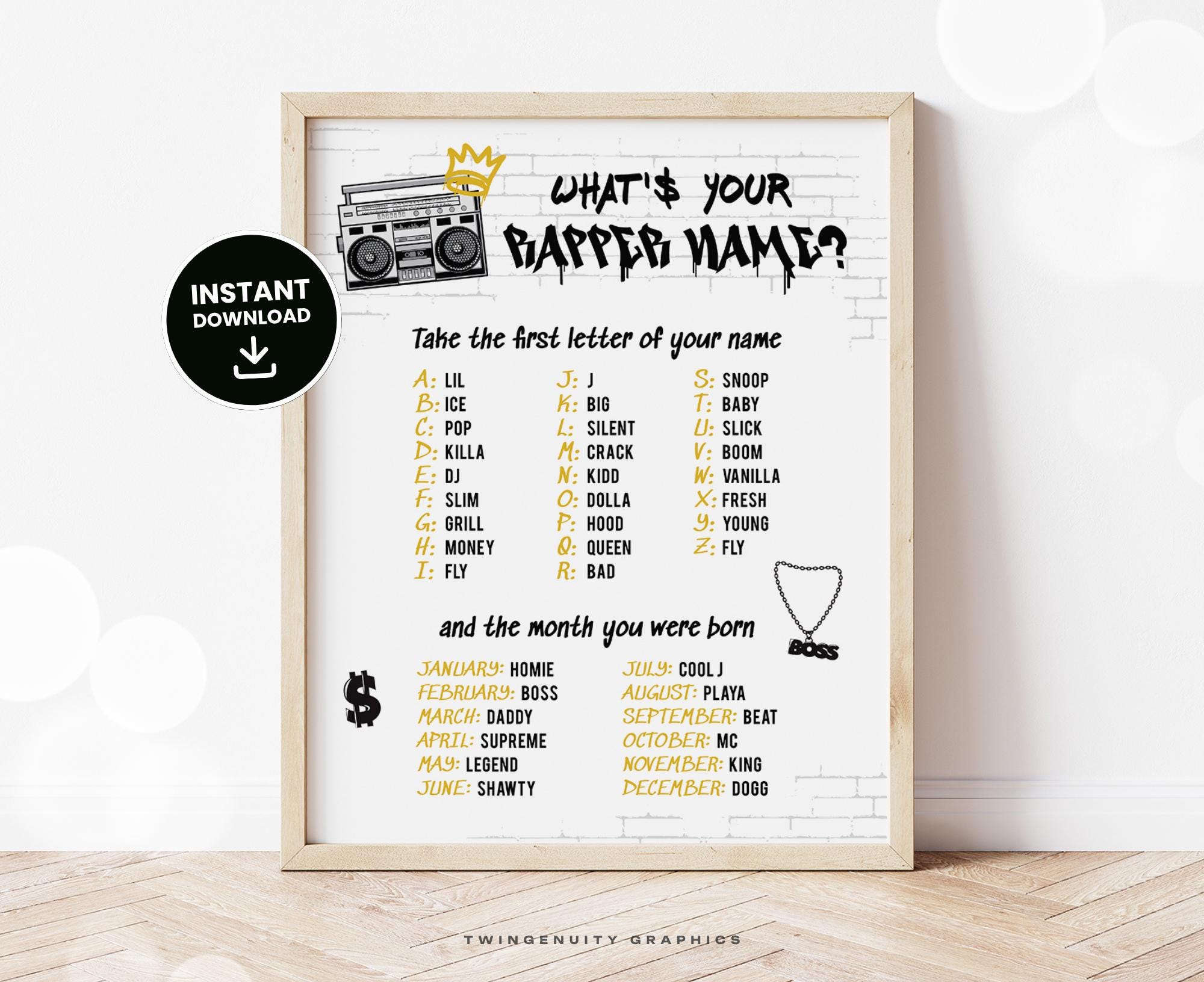 What's Your Rapper Name Sign, Rapper Party Sign, Rapper Hip Hop ...