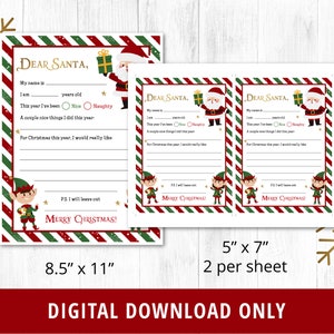 Letter to Santa Printable, Santa Claus Letter, Kid Letter to Santa ...