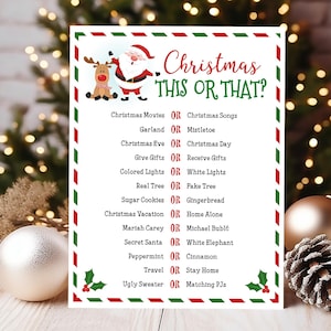 Printable Christmas This or That Game, Christmas Party Game, Christmas ...