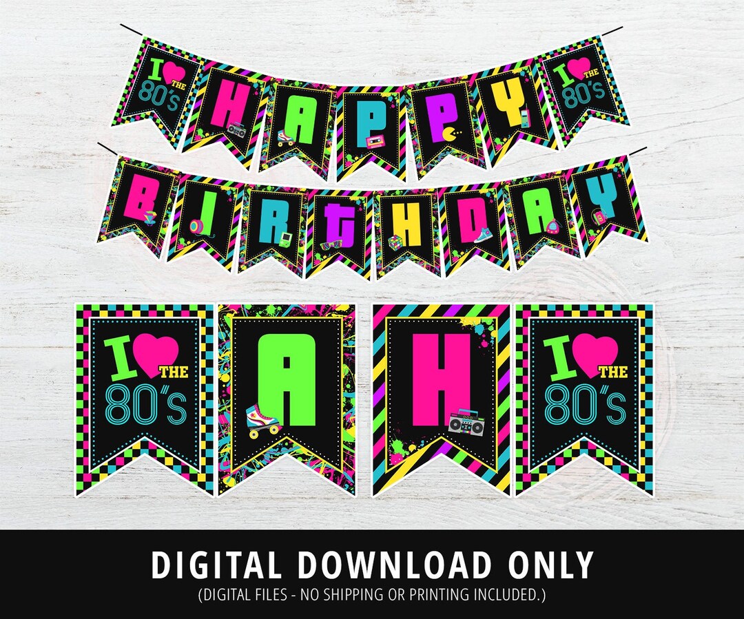 80s Birthday Banner, 80s Party Banner, 80s Party Decorations, 80s Retro ...