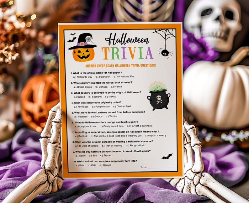 Halloween Trivia Game, Halloween Party Games, Halloween Activity for ...