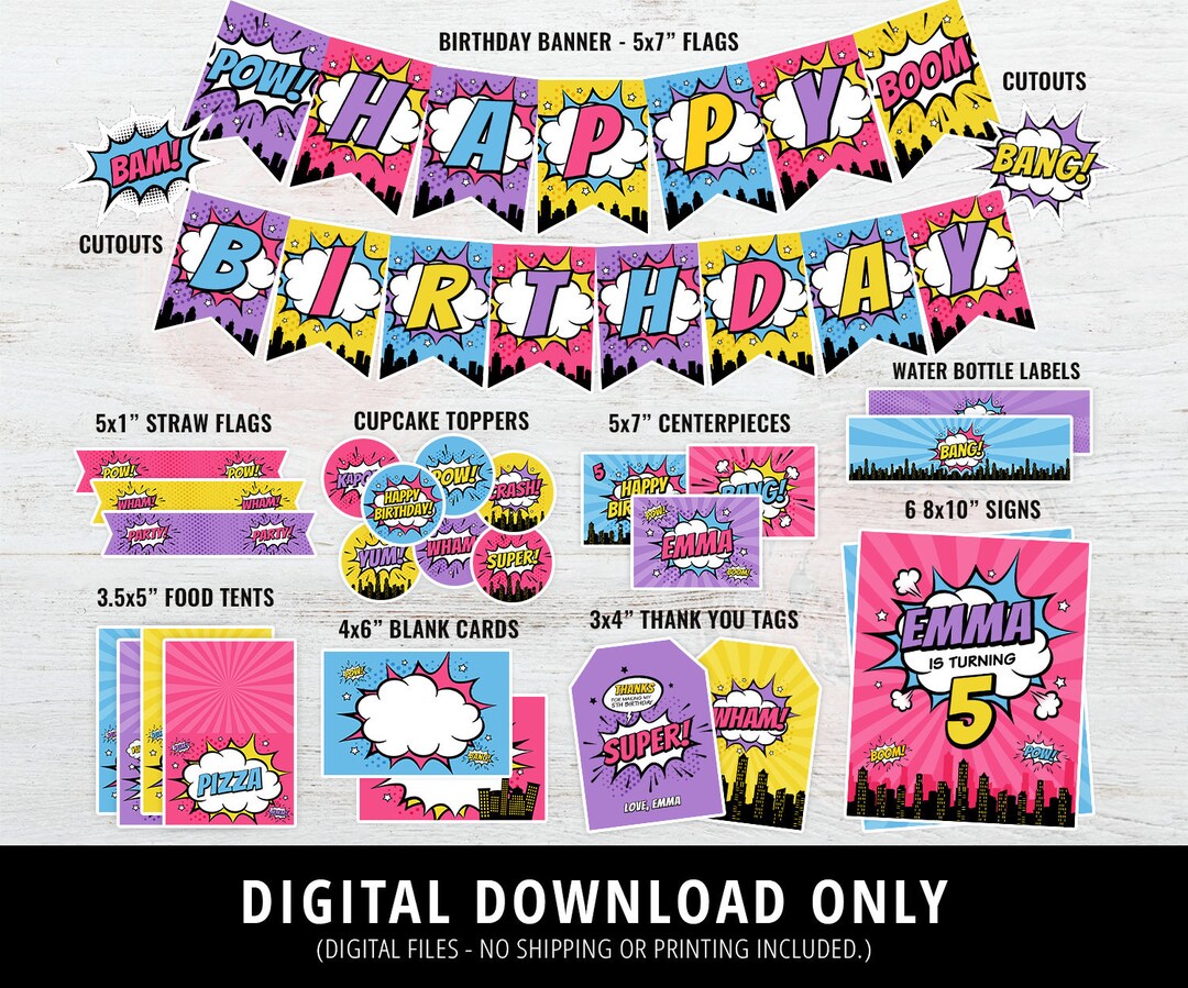 Girl Superhero Party Decorations, Girl Superhero Birthday Party Decor ...