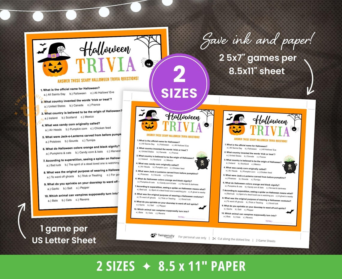 Halloween Trivia Game, Halloween Party Games, Halloween Activity for ...
