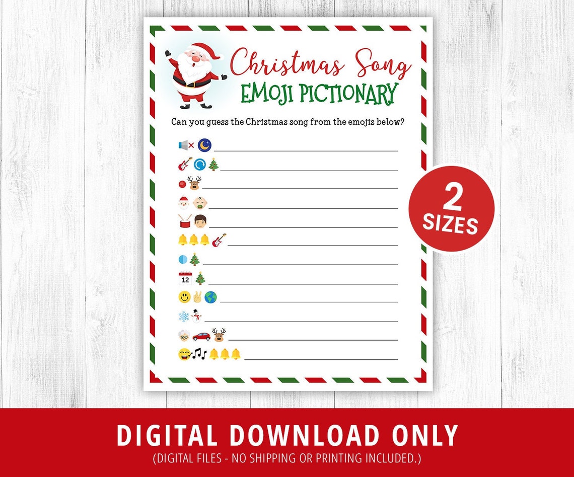 Christmas Songs Emoji Pictionary Game Printable Christmas - Etsy