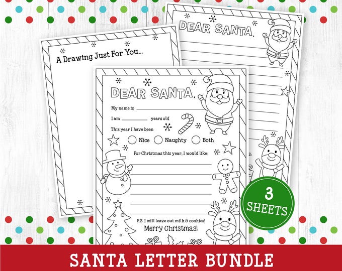 Letter to Santa Coloring Page. Printable Dear Santa Letter. Christmas ...