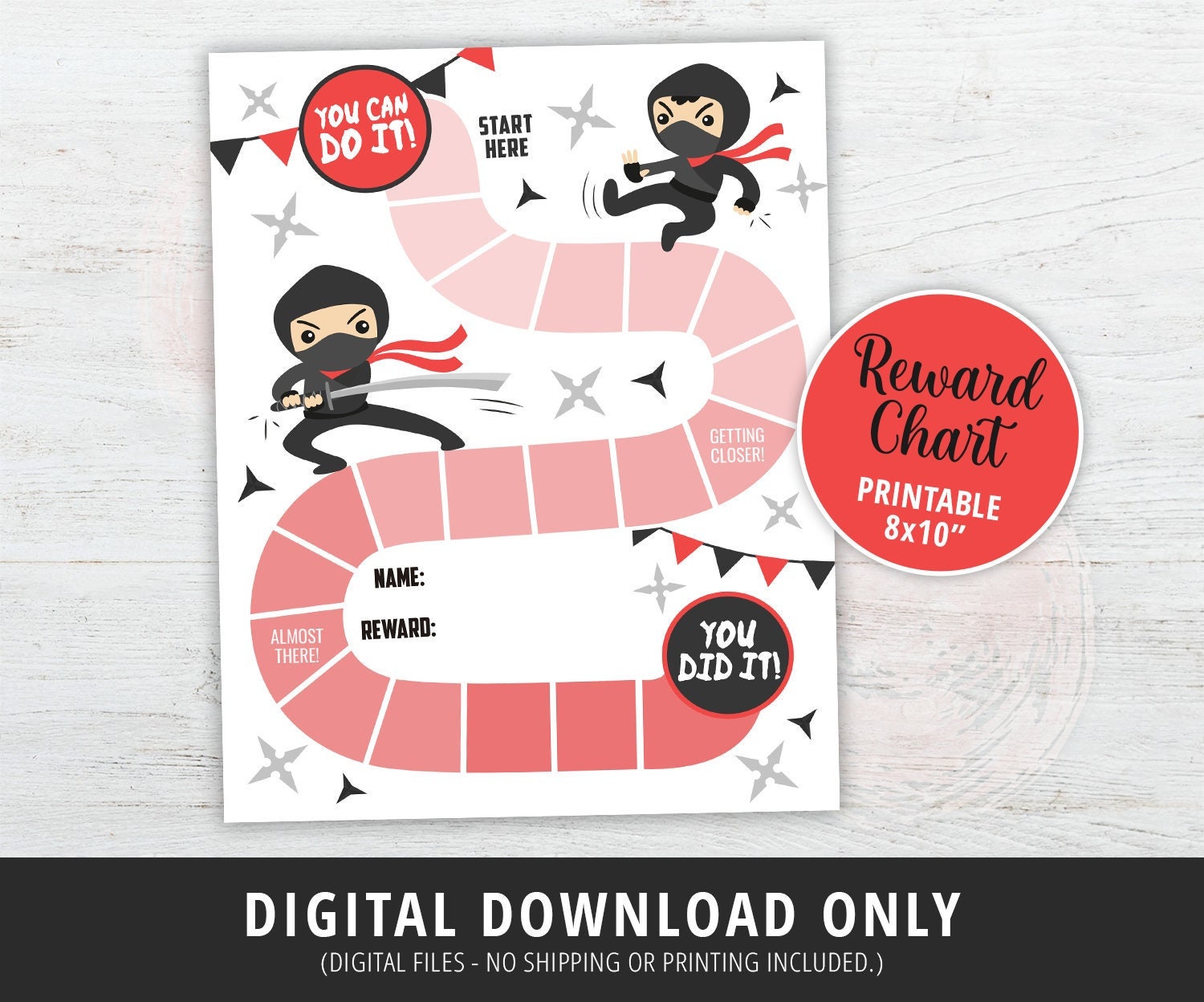 Printable Ninja Reward Chart Ninja Reward Chart Kids Ninja - Etsy Canada