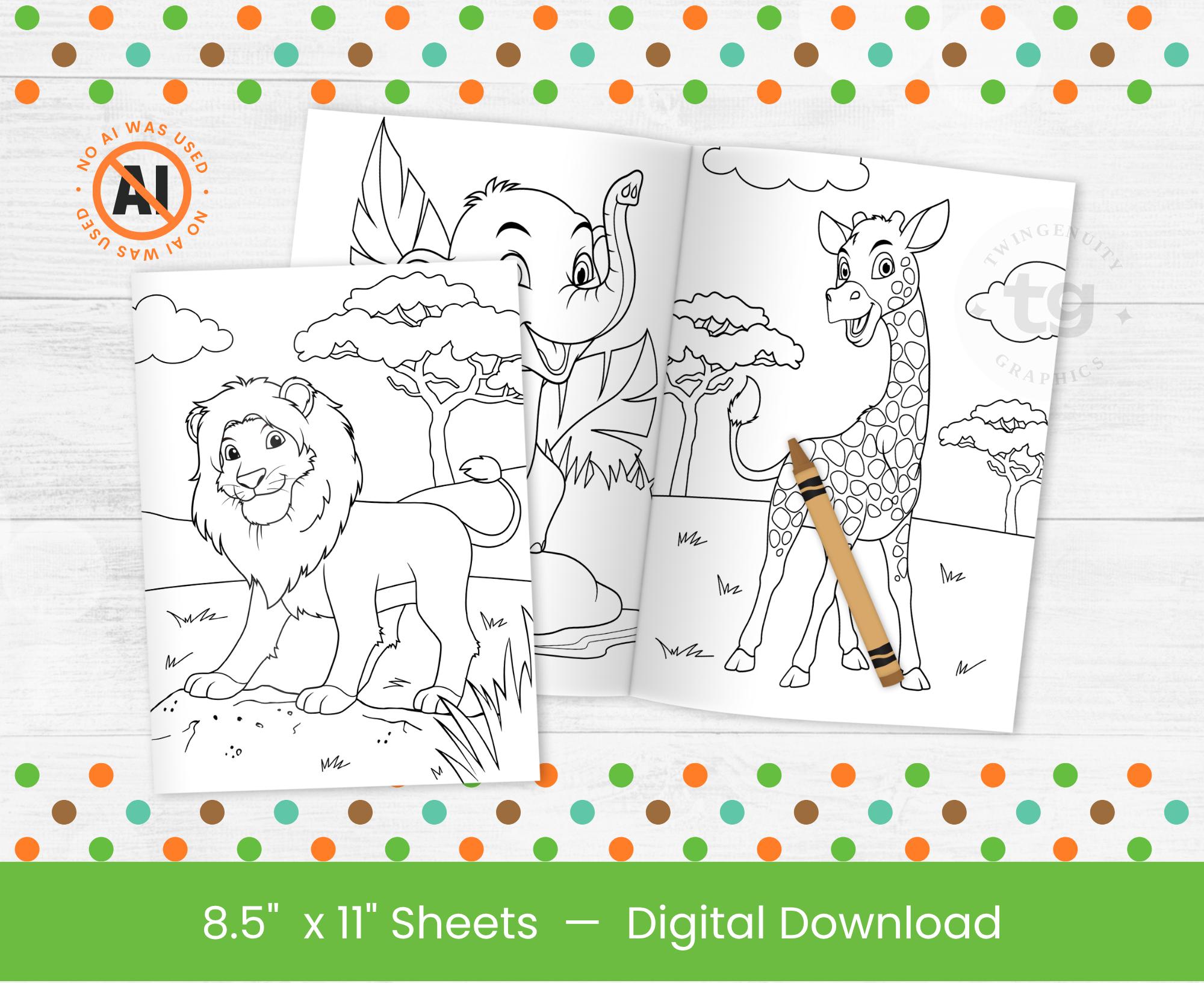 Wild Safari Animals Coloring Pages Printable, Safari Coloring Pages ...