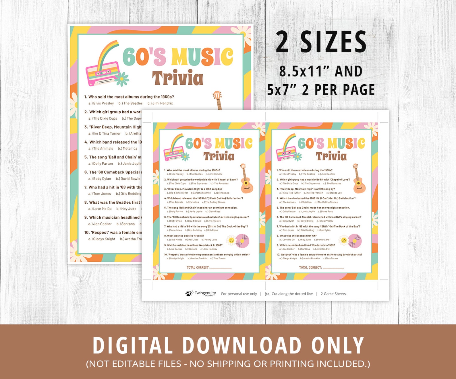 60s Games Bundle Printable, 60s Activities, 60s Party Games, 60s Trivia ...