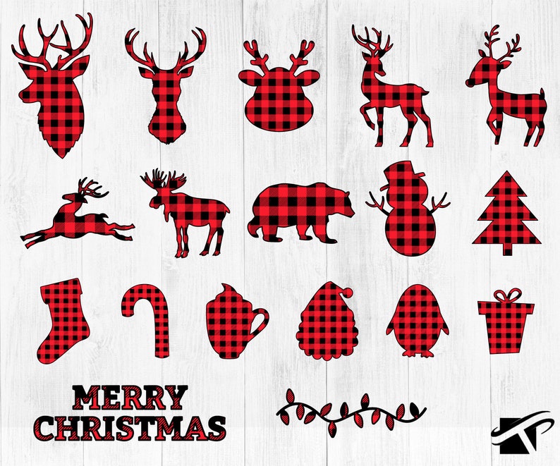 Buffalo Plaid Clipart, Christmas Lumberjack Clipart, Christmas Buffalo ...