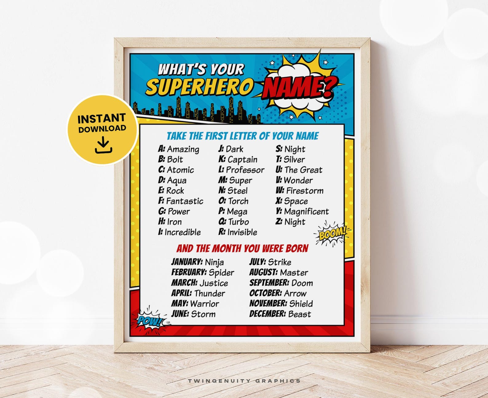 Superhero Party Sign, What's Your Superhero Name Sign, Superhero ...