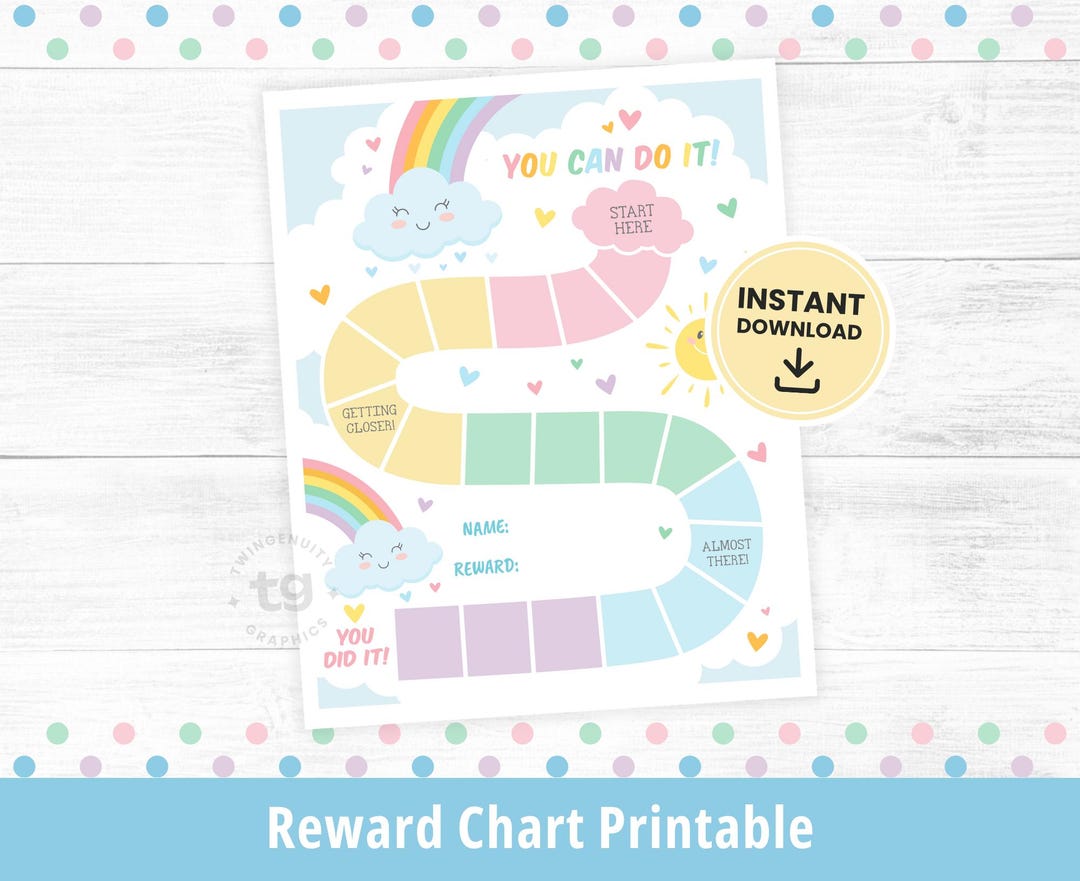 Printable Rainbow Reward Chart, Rainbow Reward Chart Kids, Rainbow ...
