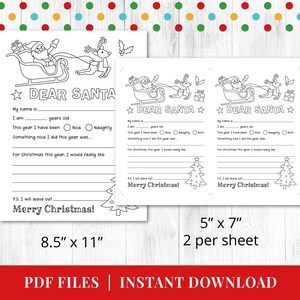 Letter to Santa Claus Coloring Page Printable, Christmas Wish List ...