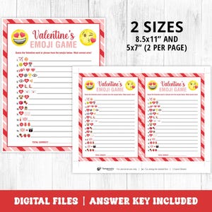 Valentine's Day Emoji Game, Valentine's Party Game, Printable Valentine ...
