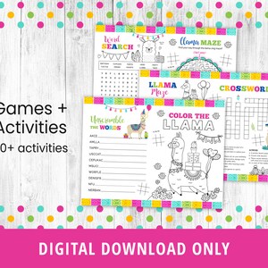 Llama Game Printable Bundle, Llama Activity Pack for Kids Birthday ...
