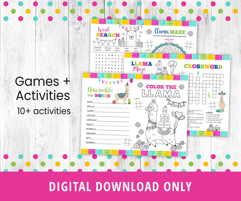Llama Game Printable Bundle Llama Activity Pack for Kids - Etsy Canada